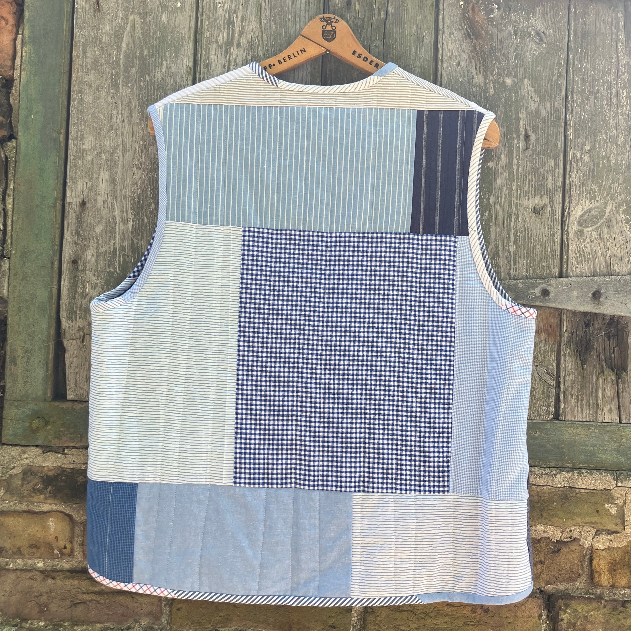 Quilted patchwork tie-front vest – a circular story