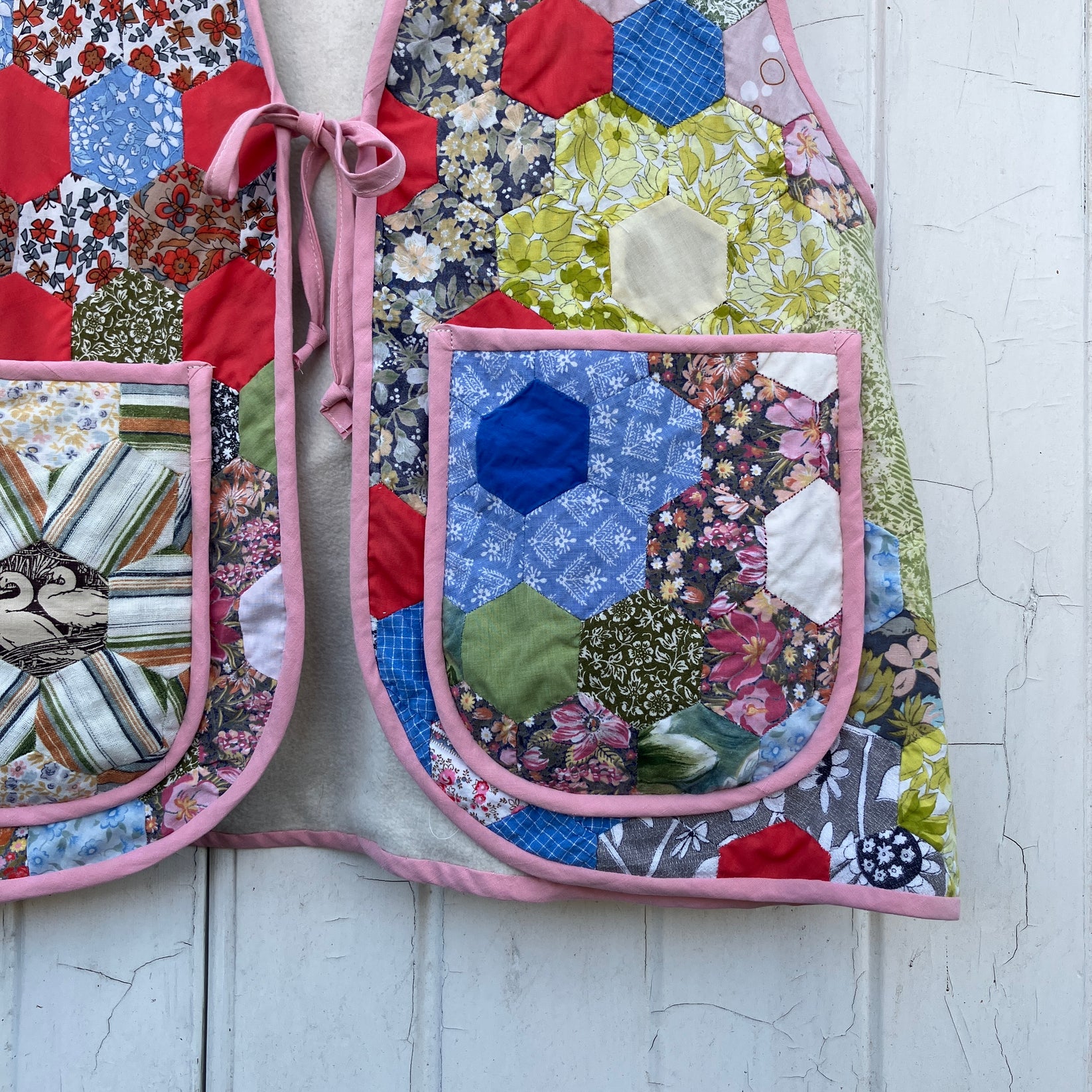 Hand-pieced recycled patchwork quilt vest waistcoat – a circular story