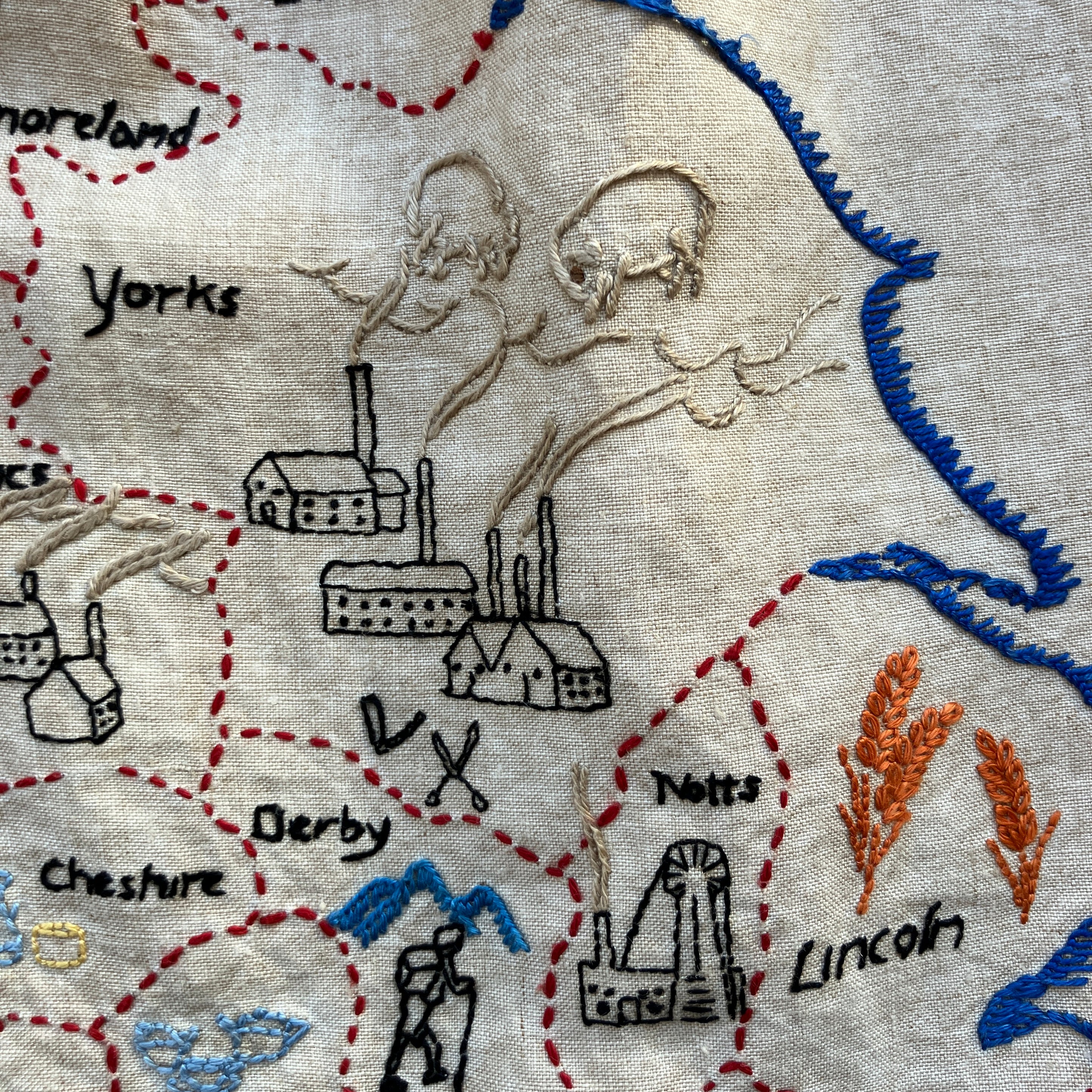 Embroidered map and tablecloth shirt – a circular story